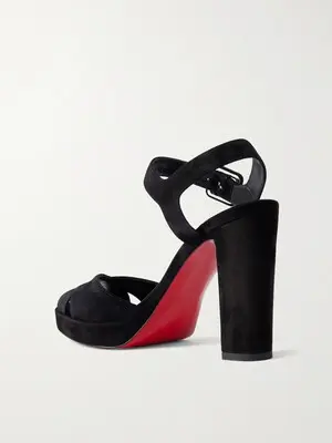 CHRISTIAN LOUBOUTIN Cora 100 Suede Platform Sandals - Black