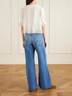 DÔEN Henri Ruffled Broderie Anglaise Cotton Top - White