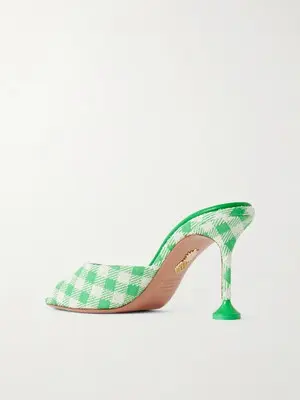 AQUAZZURA Bisous 85 Checked Jacquard Mules
