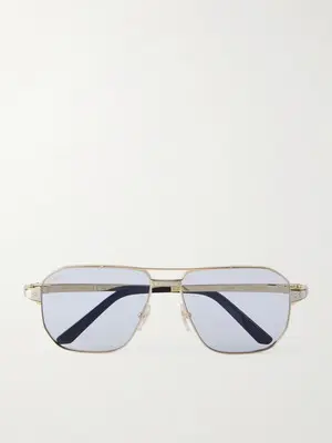 CARTIER Santos De Aviator-style Sunglasses - Gold