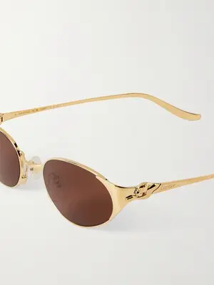 Cartier Panthère De Oval-frame Sunglasses - Gold