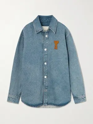 Ami De Cœur Appliquéd Denim Shirt - Blue