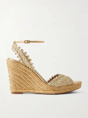 AQUAZZURA Kahlo 105 Raffia Espadrille Sandals - Gold