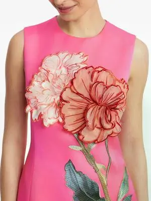 LEO LIN Cleo Flower-appliqué Midi Dress - Pink