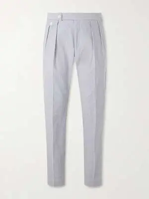 Polo Ralph Lauren Tapered Striped Cotton-seersucker Trousers - Blue
