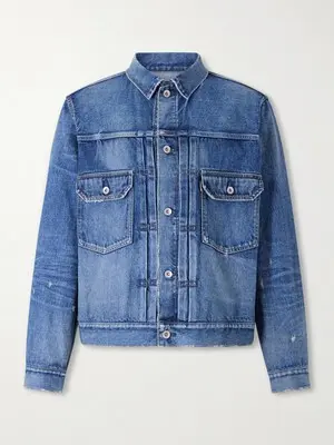 Sacai Distressed Denim Jacket - Blue