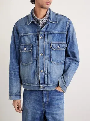 Sacai Distressed Denim Jacket - Blue