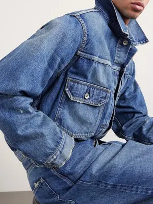 Sacai Distressed Denim Jacket - Blue
