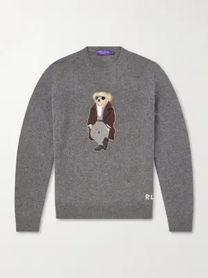 Ralph Lauren Purple Label Polo Bear Cashmere Sweater - Gray