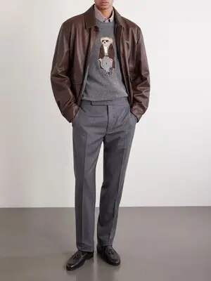 Ralph Lauren Purple Label Gregory Straight-leg Wool-flannel Trousers - Gray