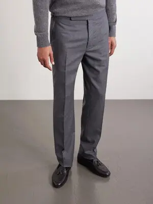 Ralph Lauren Purple Label Gregory Straight-leg Wool-flannel Trousers - Gray