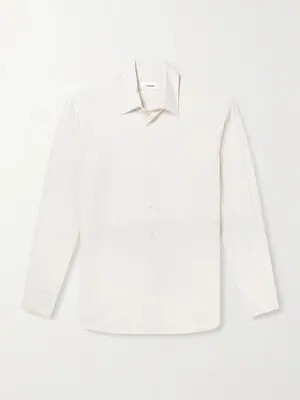 LARDINI Striped Cotton-poplin Shirt - Neutrals