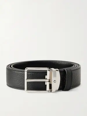 Montblanc 3.5cm Reversible Leather Belt - Black