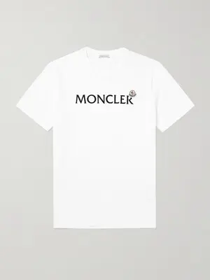 Moncler Logo-flocked Appliquéd Cotton-jersey T-shirt