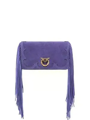 Pinko Fringed-logo Shoulder Bag - Purple