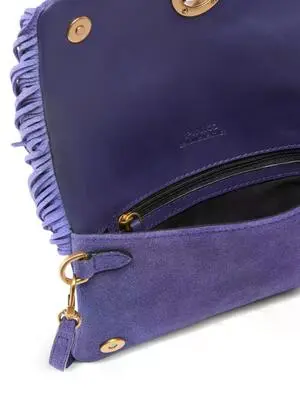Pinko Love Bag Click Soft Horizontal Mini Suede Clutch With Fringing