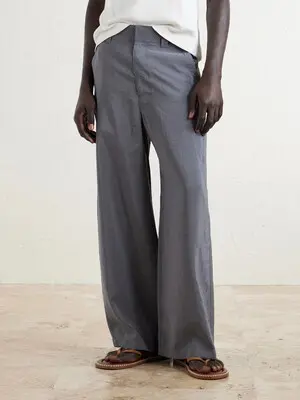 LEMAIRE Straight-leg Silk-blend Trousers - Gray