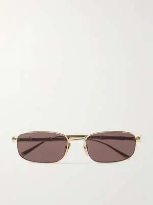 Gucci Bamboo Rectangular-frame -tone Sunglasses - Gold