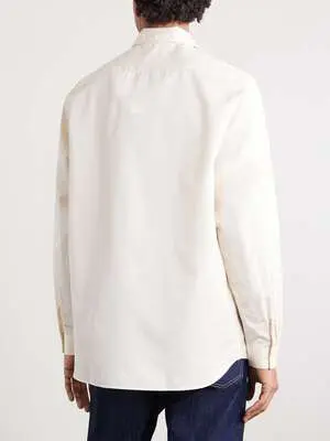 LARDINI Cotton And Silk-blend Shirt - Ivory