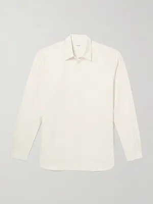 LARDINI Cotton And Silk-blend Shirt - Neutrals
