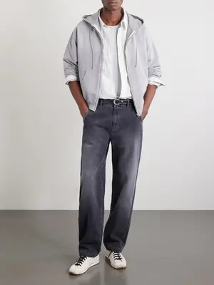 A.p.c. Logo-embroidered Cotton-jersey T-shirt - Gray