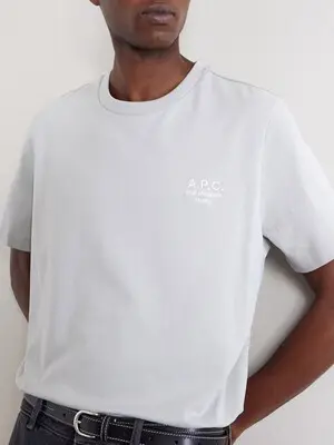 A.p.c. Logo-embroidered Cotton-jersey T-shirt - Gray