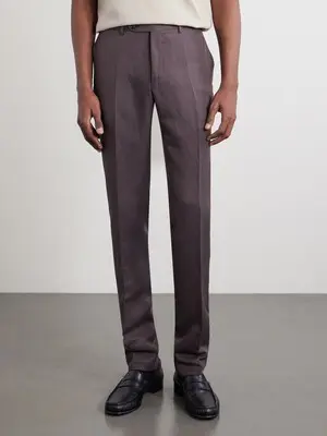 Canali Straight-leg Linen And Silk-blend Suit Trousers