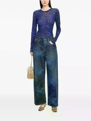 JNBY Floral Fitted Long-sleeve T-shirt - Blue
