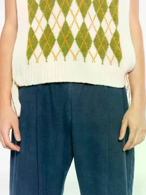 CROQUIS Tapered Drawstring Knit Trousers - Blue