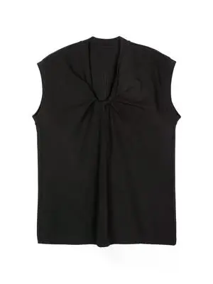 LESS Bowknot Pleated Sleeve T-shirt - Black