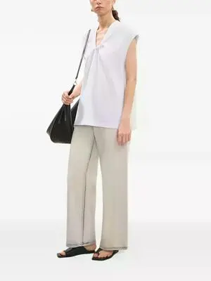 LESS Bowknot Pleated Sleeve T-shirt - White