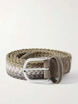 Anderson's Suede-trimmed Woven Cord Belt - Gray