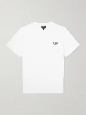 A.p.c. Logo-embroidered Cotton-jersey T-shirt - White
