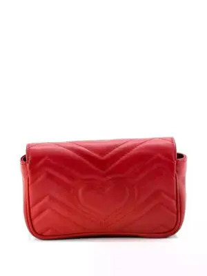 Gucci Gg Marmont Flap Super Mini Crossbody Bag Matelassé Leather - Red