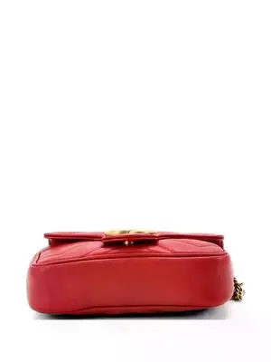 Gucci Gg Marmont Flap Super Mini Crossbody Bag Matelassé Leather - Red