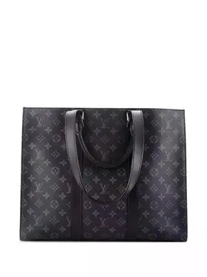 LOUIS VUITTON Sac Plat Horizontal Bag Monogram Eclipse Canvas Tote Bag - Black