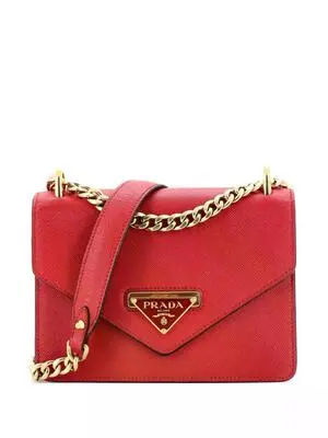 Prada Envelope Flap Chain Shoulder Bag Saffiano Leather Small Crossbody Bag - Red