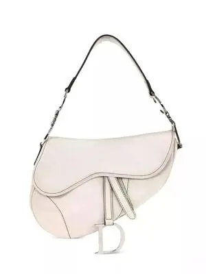 Dior 2005 Saddle Leather Shoulder Bag - White