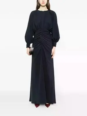Amsale Pebble Crepe Gathered Maxi Dress