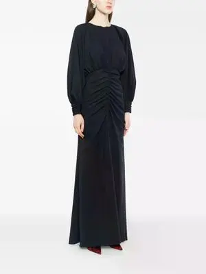 Amsale Pebble Crepe Gathered Maxi Dress