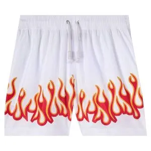 Palm Angels Burning Flames Print Swim Short /red - White