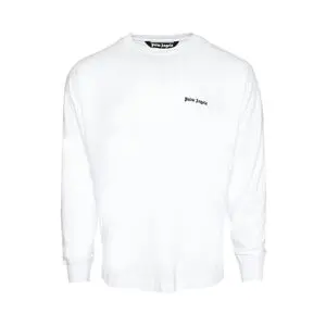 Palm Angels Embroidered Logo Over Long-sleeve Tee /black - White