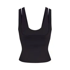 NIKESKIMS Matte Double-strap Scoop Tank Top 'obsidian/obsidian - Black