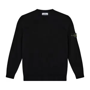 Stone Island Logo Patch Crewneck Jumper - Black