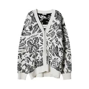 Off-White Tattoo All Over Knit Cardigan /black - White