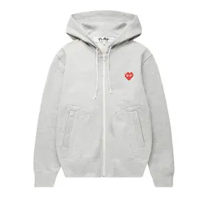 Play Comme Des Garcon Zip Hooded Sweatshirt - Grey