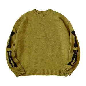 Kapital Wool Knit Bone Crew Sweater - Yellow