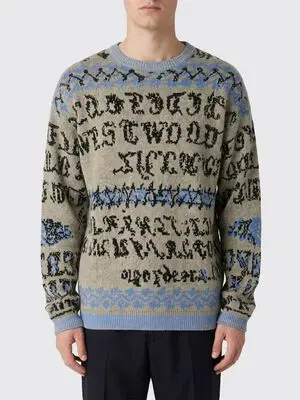 VIVIENNE WESTWOOD Wool Blend Crewneck Pullover With Graphic Print - Blue