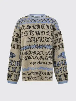 VIVIENNE WESTWOOD Wool Blend Crewneck Pullover With Graphic Print - Blue
