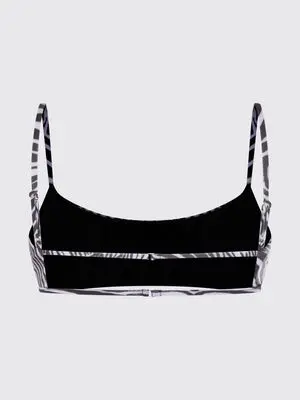 Blumarine Zebra Print Stretch Polyester Bikini Top - White